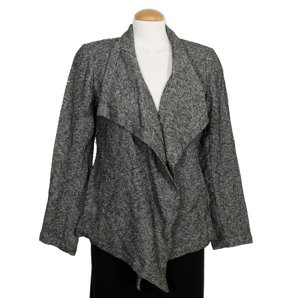 Eileen Fisher | Jackets & Coats | Gray Distorted Cotton Herringbone ...